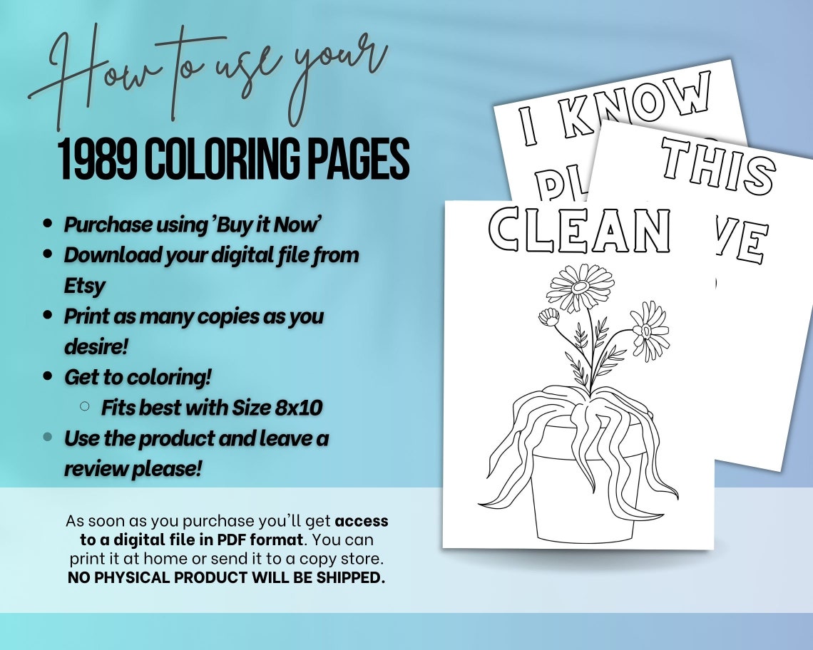 1989 Coloring Pages - Etsy