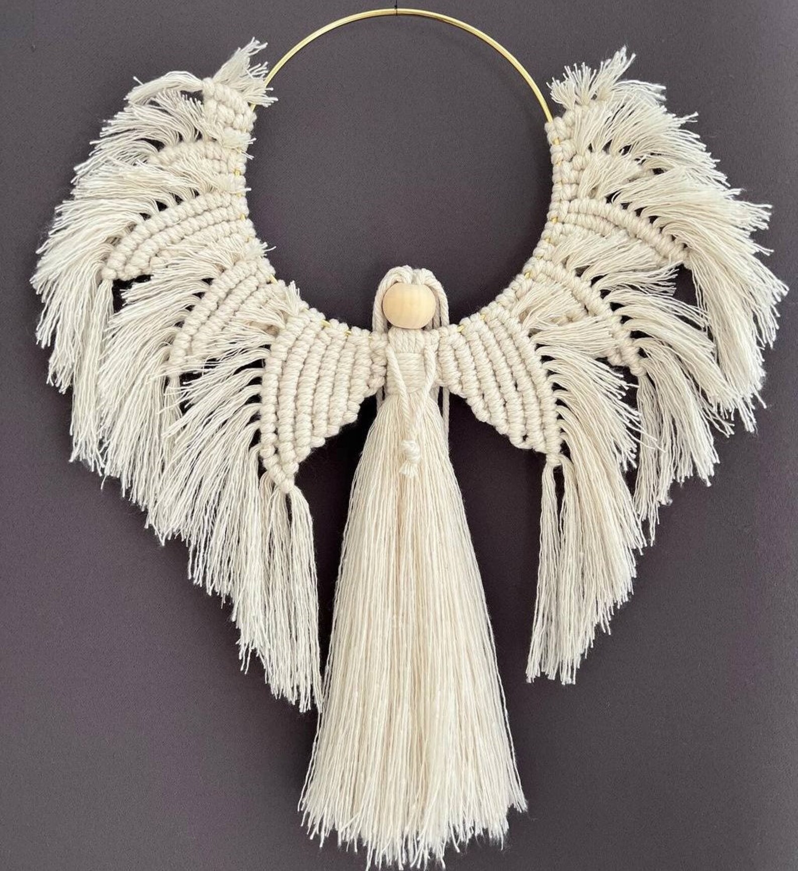 Macrame Ornament, Angel, Christmas Tree Decorations, White Boho Holiday ...