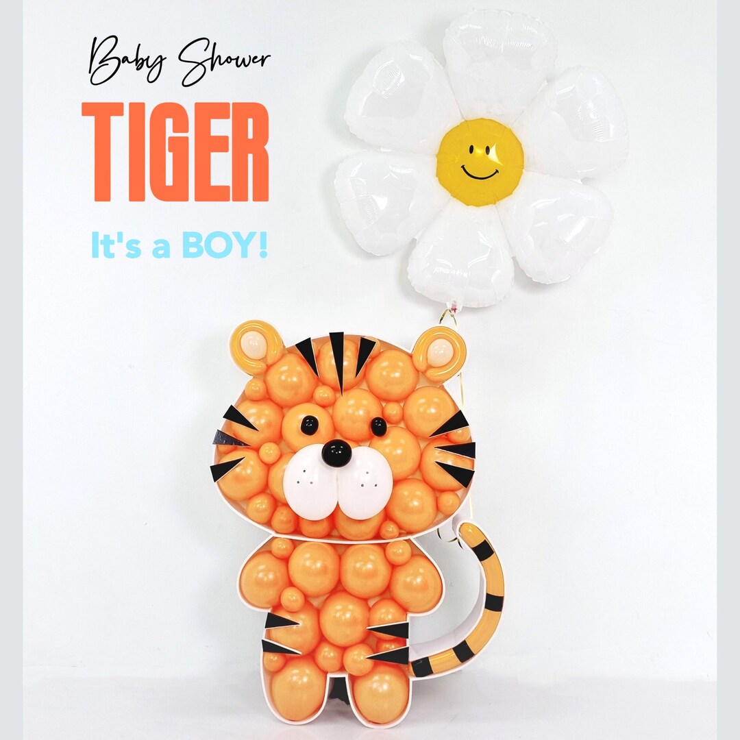 Cute Tiger Template, Baby Shower Decorations, Tiger Balloon Mosaic Box ...