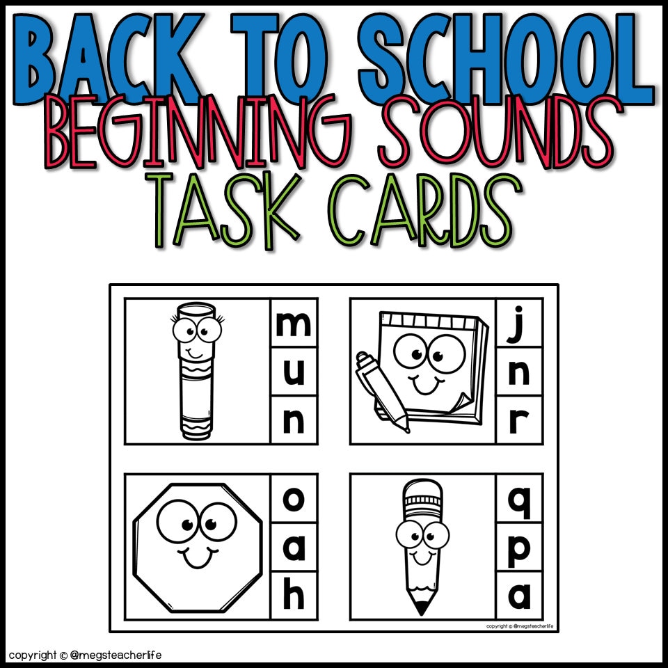 Kindergarten Beginning Letter Sound Task Cards | Write the Room ...