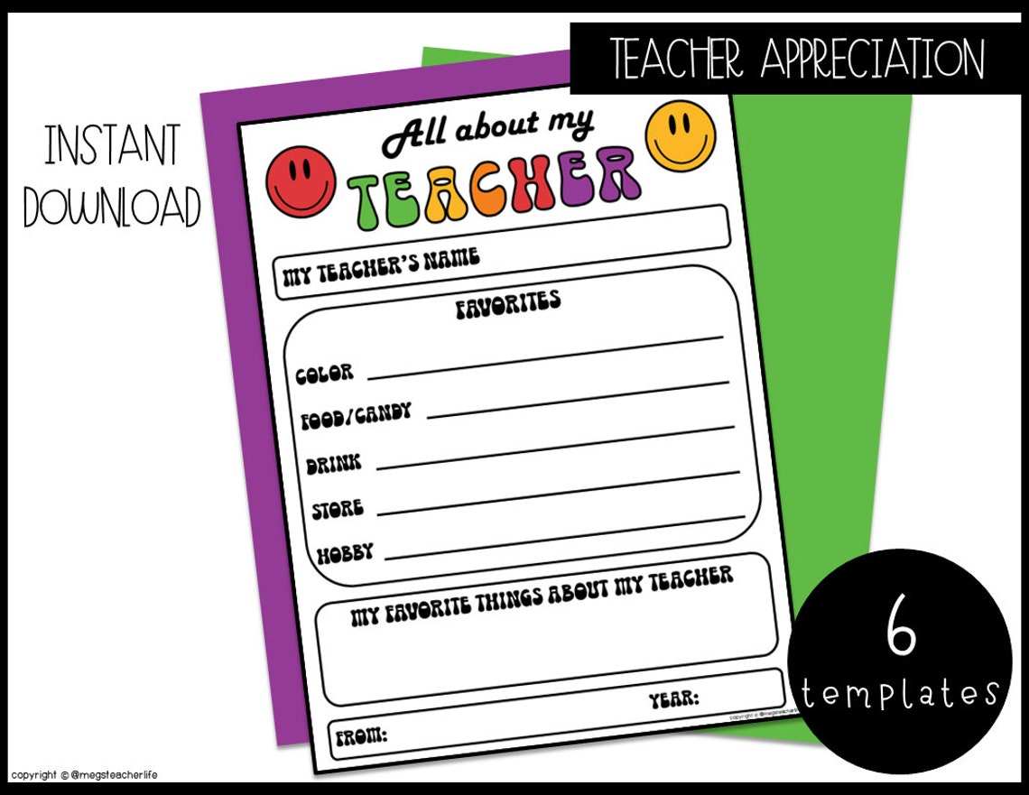 Teacher Appreciation Week Printable | Teacher Survey | Teacher Thank ...