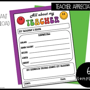 Teacher Appreciation Week Printable | Teacher Survey | Teacher Thank ...