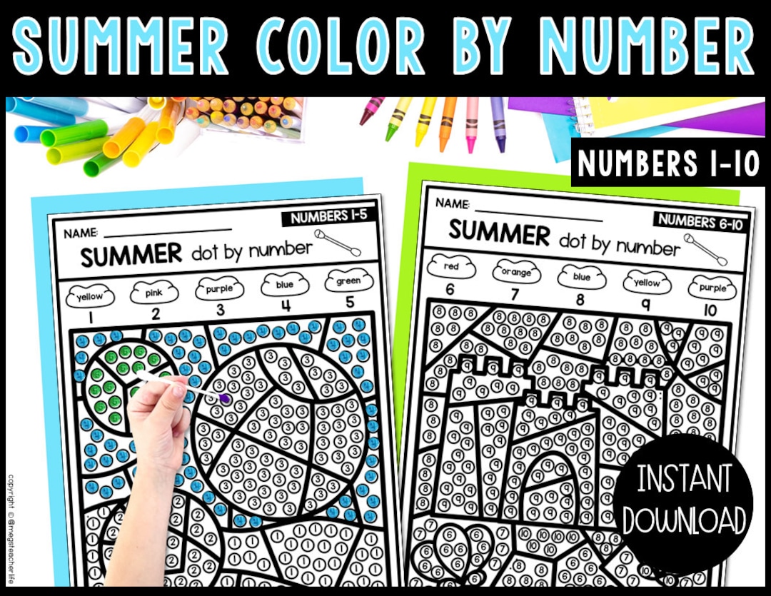 Summer Color by Number Activity for Preschool | Kindergarten | Number ...