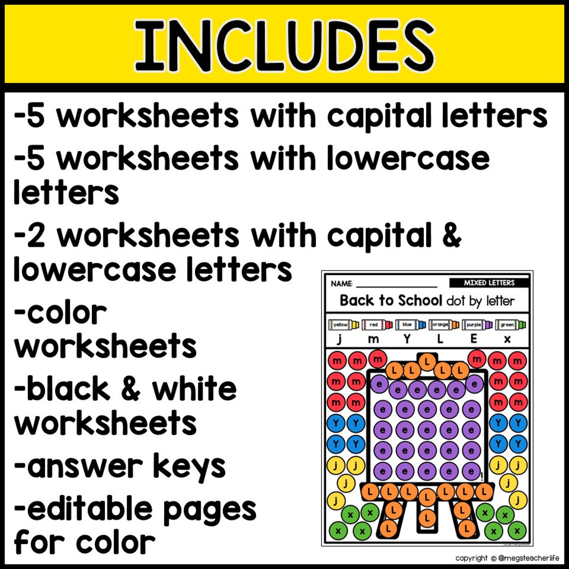 Back to School Color by Letter Activity for Kindergarten | Preschool ...