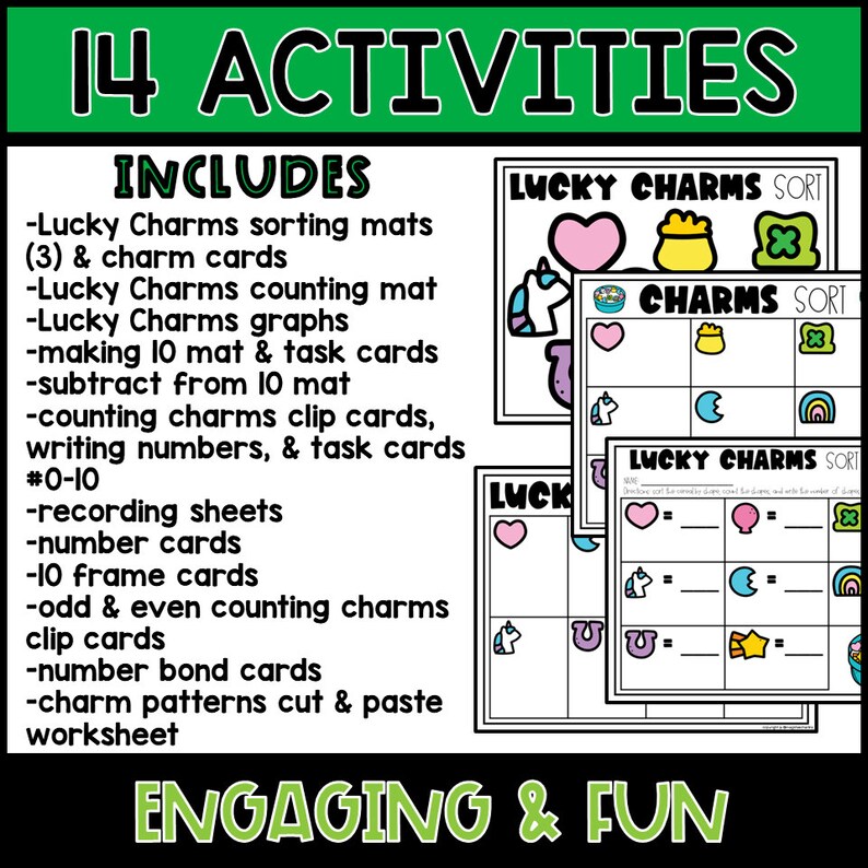 Lucky Charms Math Activities | Counting | Sorting | Graphing | Addition ...