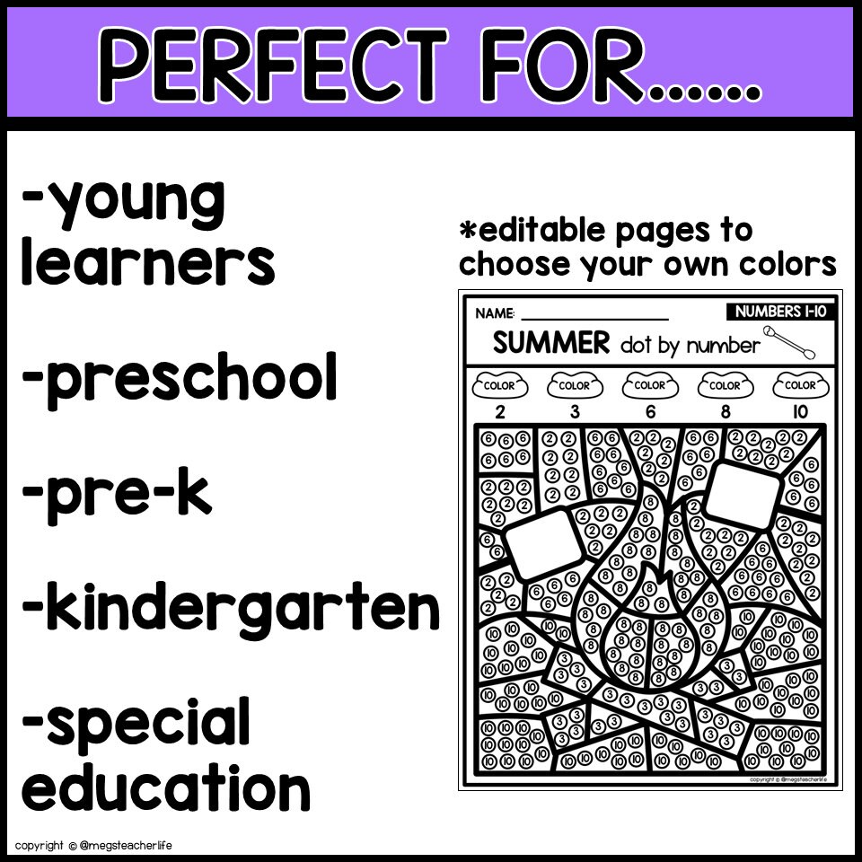 Summer Color by Number Activity for Preschool Kindergarten - Etsy