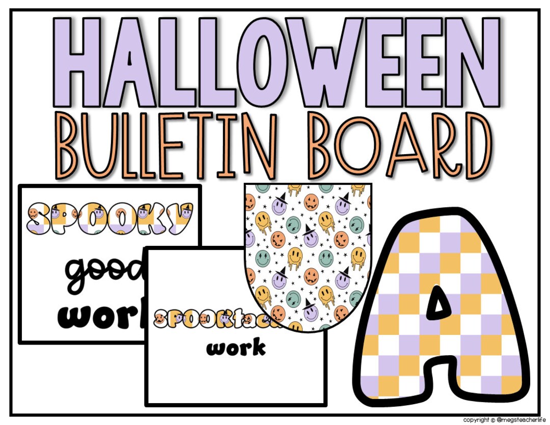 Halloween Bulletin Board, Smiley Faces, Retro, Bulletin Board Letters ...