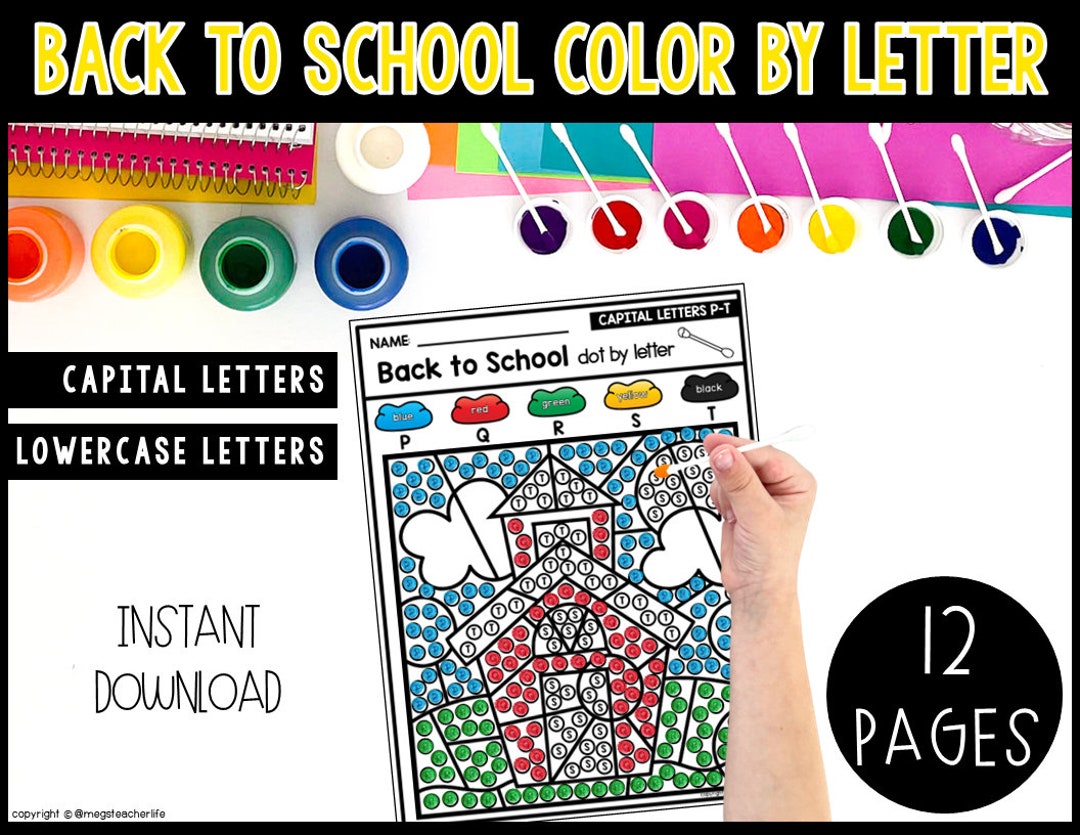 Back to School Color by Letter Activity for Preschool | Kindergarten ...