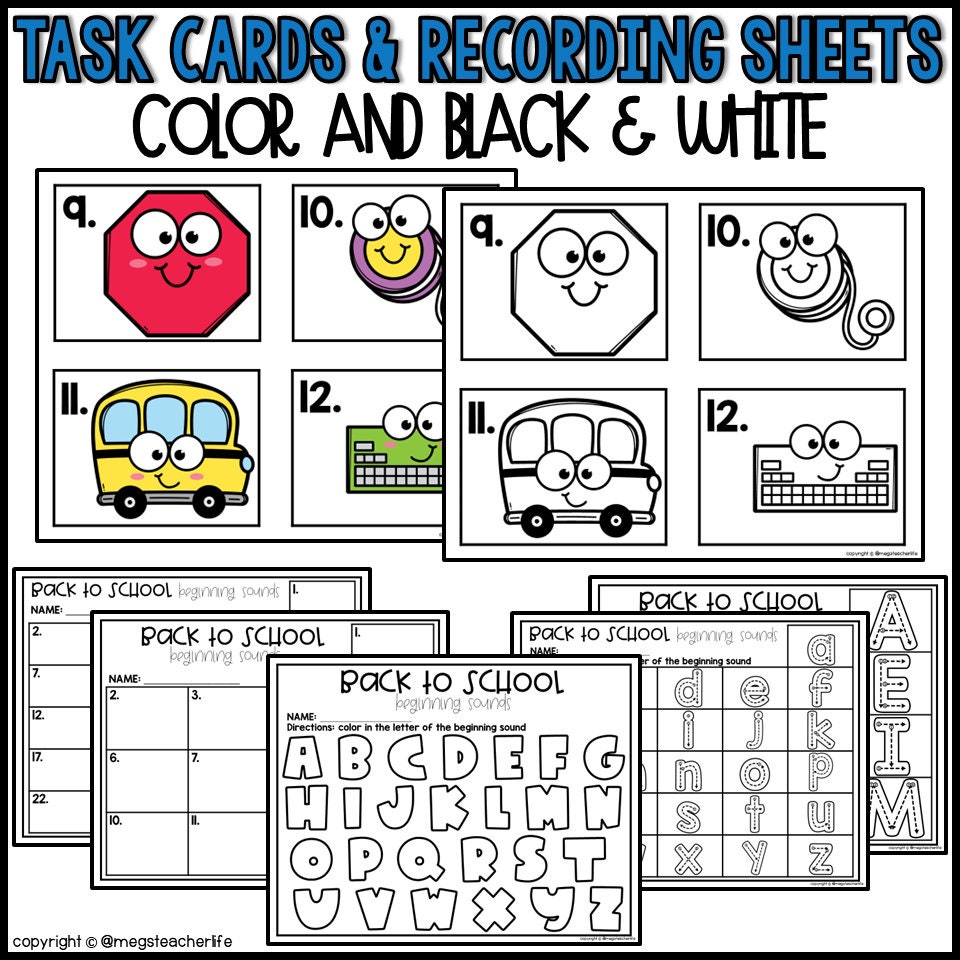 Kindergarten Beginning Letter Sound Task Cards | Write the Room ...