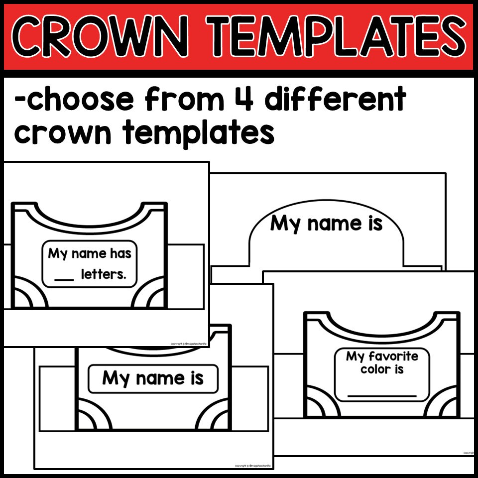 Preschool Name Activity Name Crown Personalized Name Craft Custom Name ...