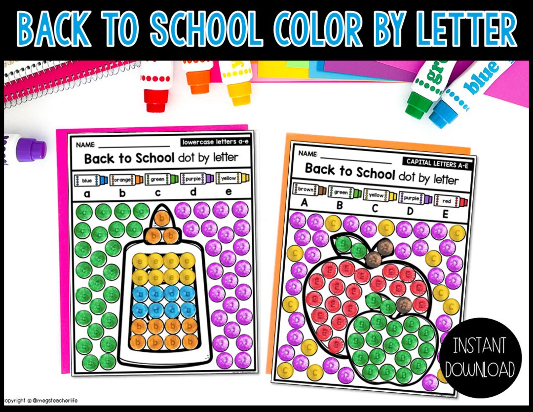 Back to School Color by Letter Activity for Kindergarten | Preschool ...