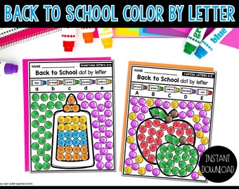 Back to School Color by Letter Activity for Preschool | Kindergarten ...