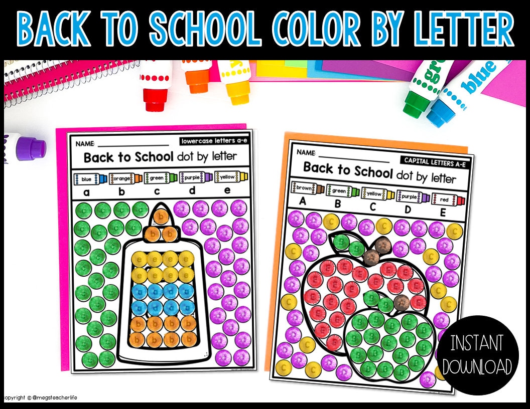 Back to School Color by Letter Activity for Kindergarten | Preschool ...
