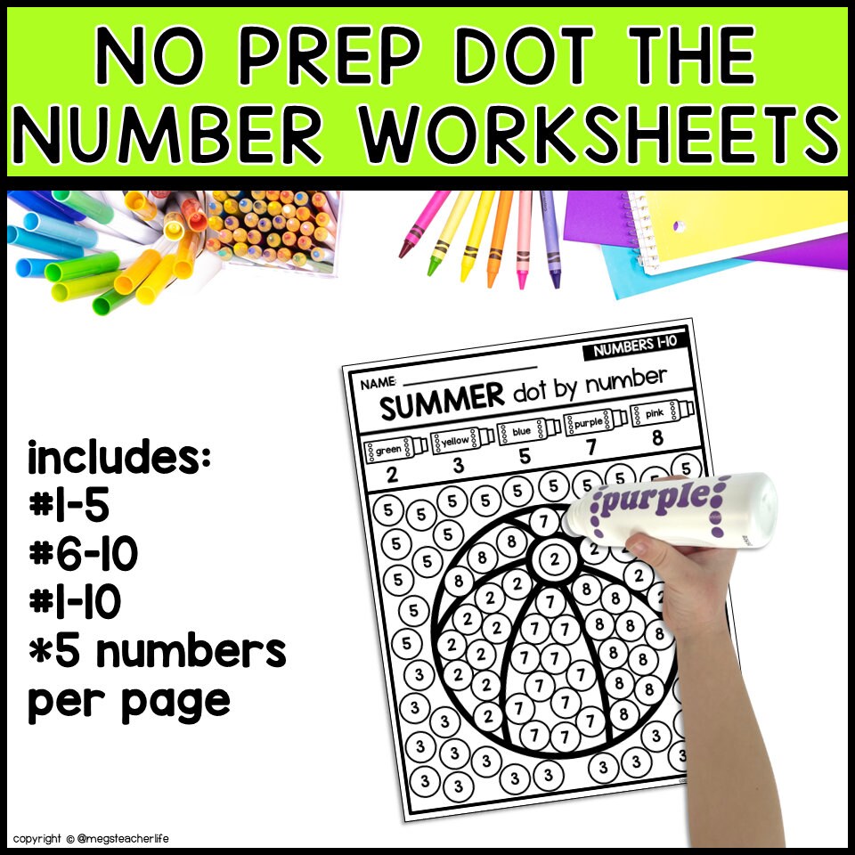 Summer Color by Number Activity for Preschool Dot Marker Worksheets for ...