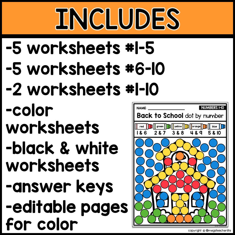 Color by Number Activity for Kindergarten | Dot Marker Worksheets for ...