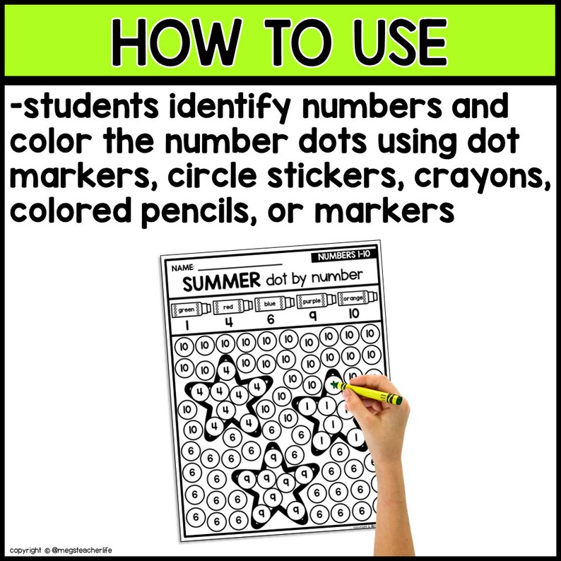 Summer Color by Number Activity for Preschool Dot Marker Worksheets for ...
