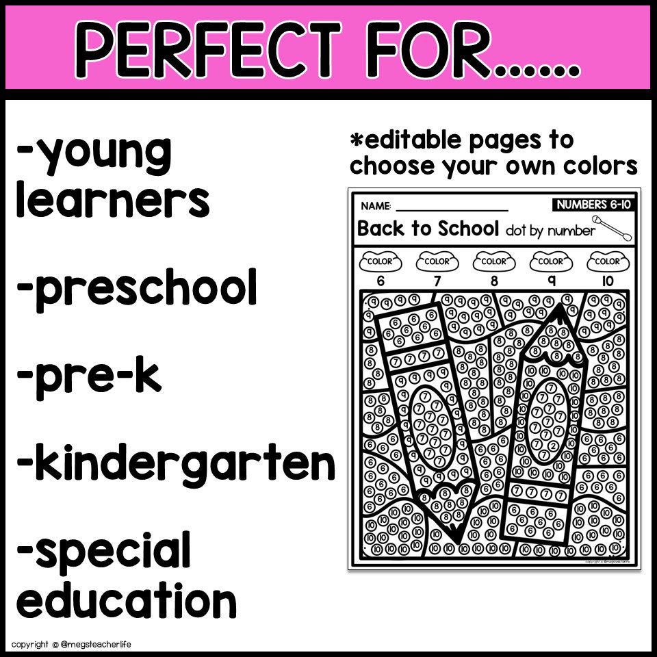 Back to School Color by Number Activity for Preschool | Kindergarten ...