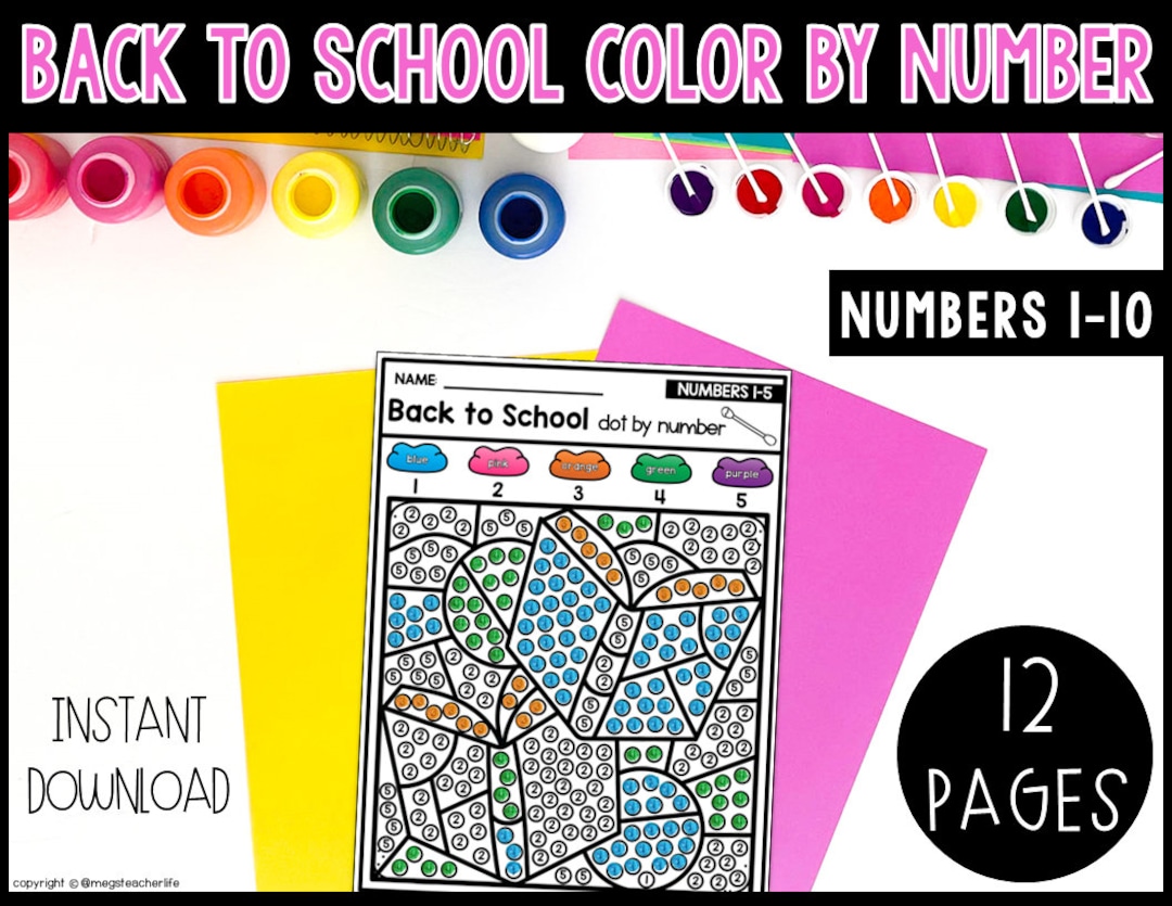 Back to School Color by Number Activity for Preschool | Kindergarten ...