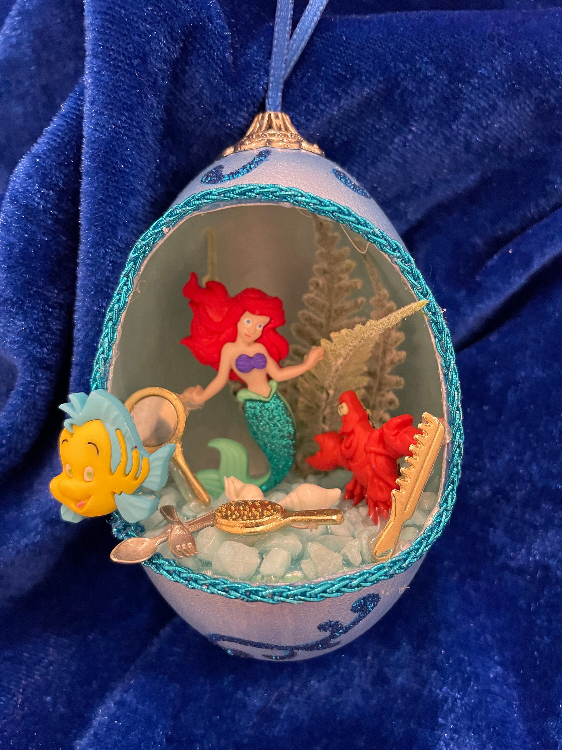 The Little Mermaid Real Goose Egg Diorama Hanging Ornament, Christmas ...