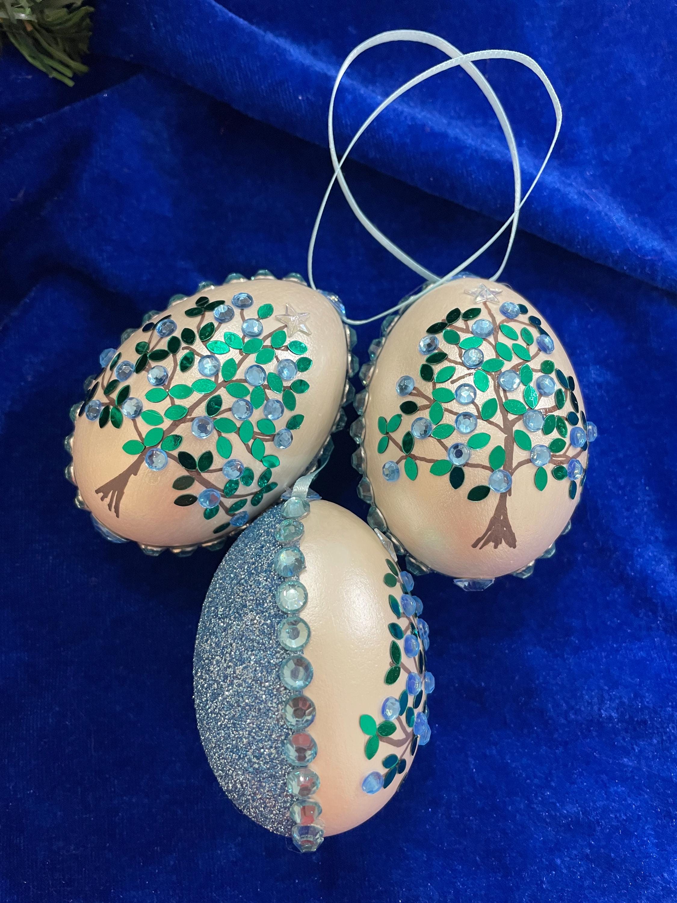 Real Eggshell Christmas Tree Ornament With Sparkling Tree Design ...