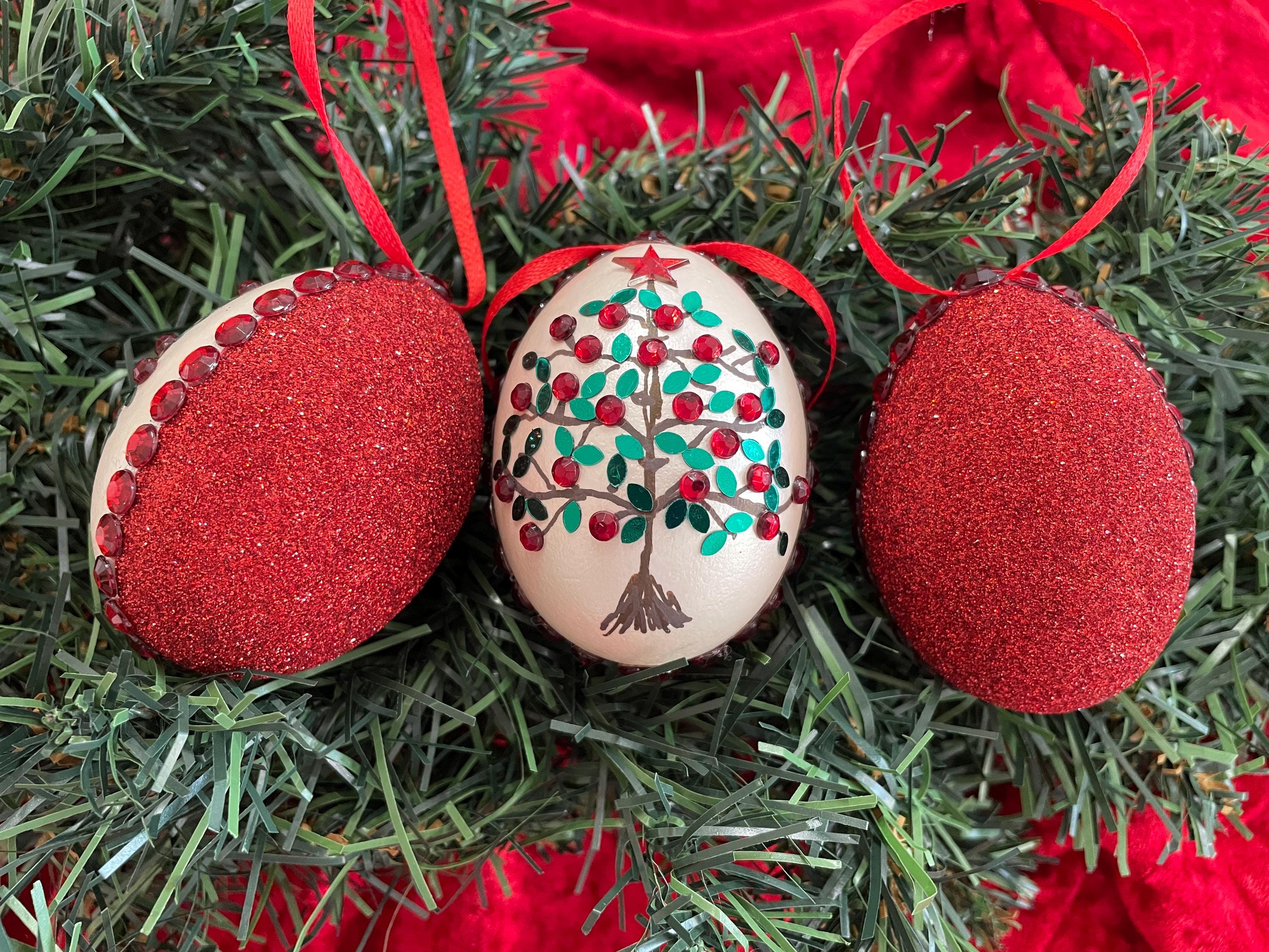 Real Eggshell Christmas Tree Ornament With Sparkling Tree Design ...