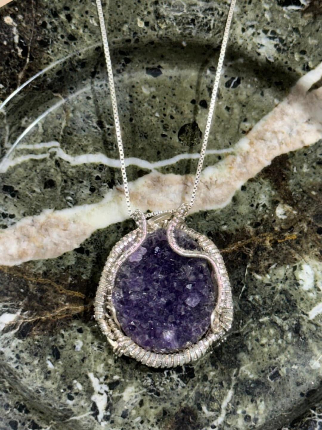 Wire Wrapped Amethyst Pendant 925 Silver Handmade Jewelry, Wire Wrap ...