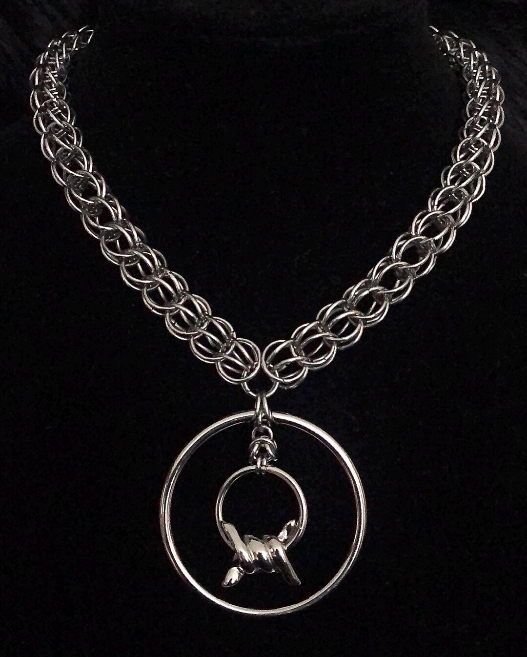 Barbed Wire Chainmail Necklace - Etsy