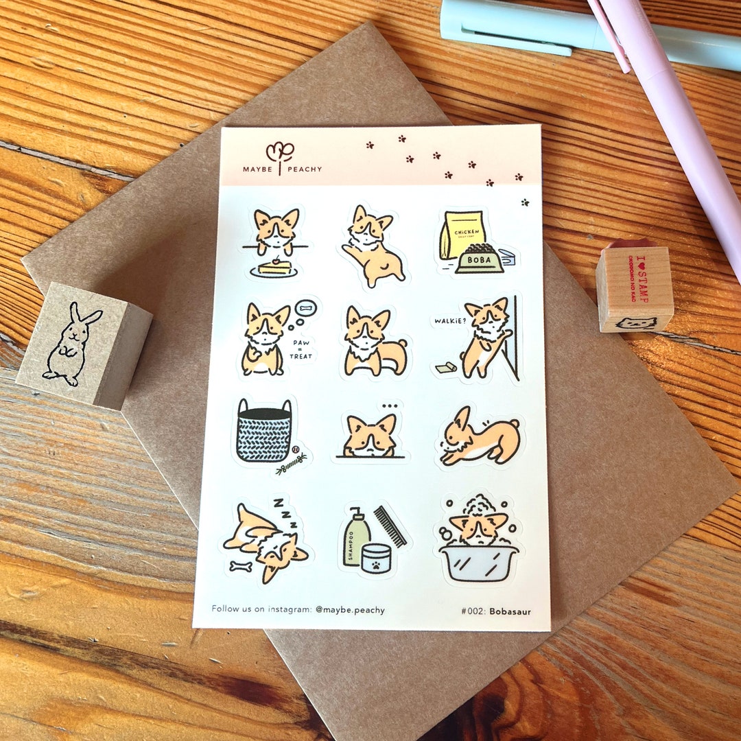 Corgi Sticker Sheet Vinyl, Waterproof, Cute Stationary, Journal ...