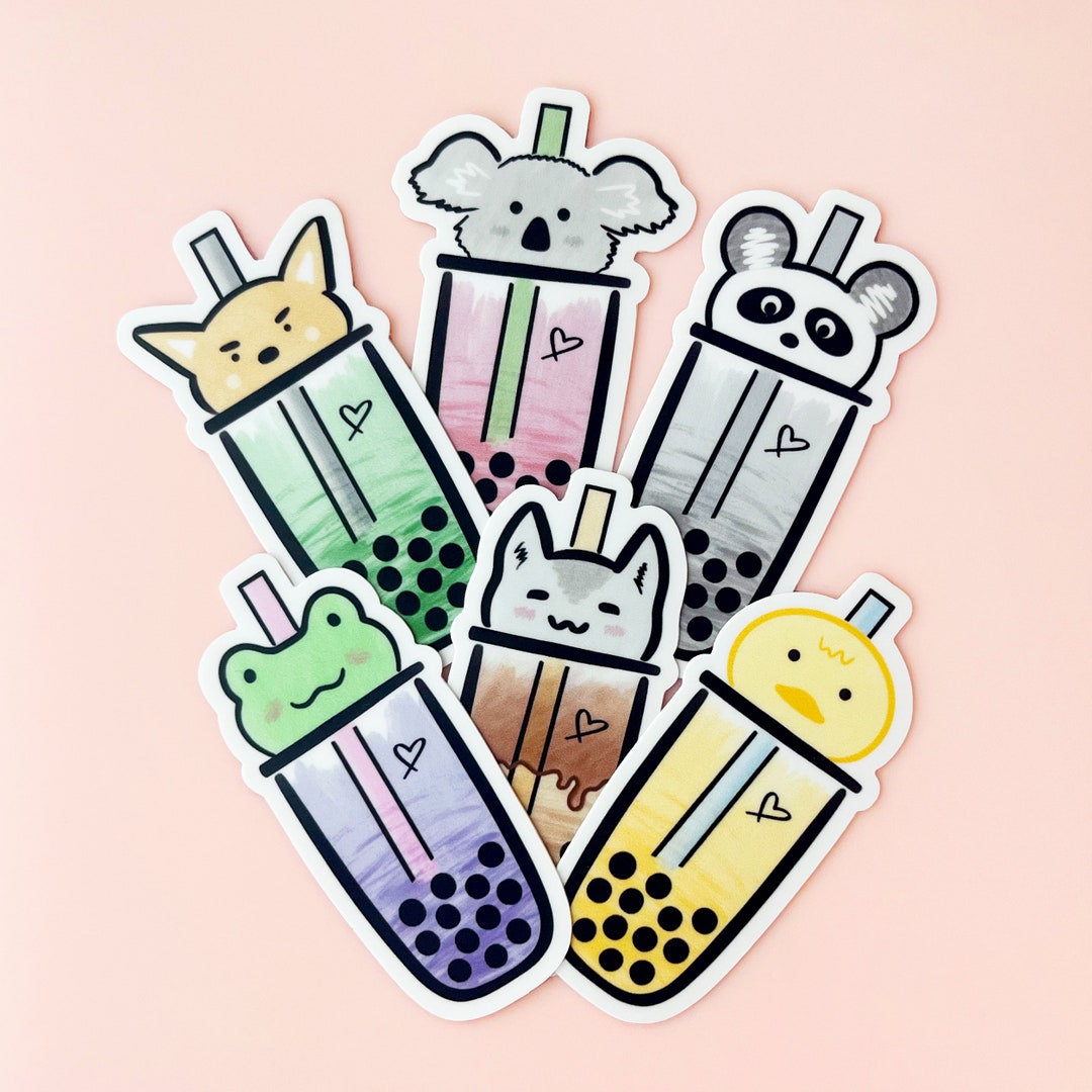 Boba Addict – Animal X Bubble Tea Vinyl Die Cut Stickers – Cute Gift ...