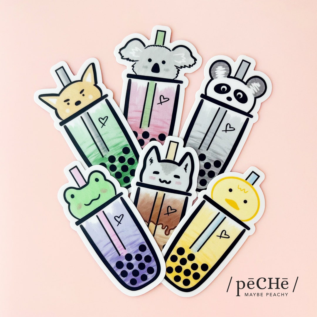 Boba Addict Animal X Bubble Tea Vinyl Die Cuts Sticker - Etsy