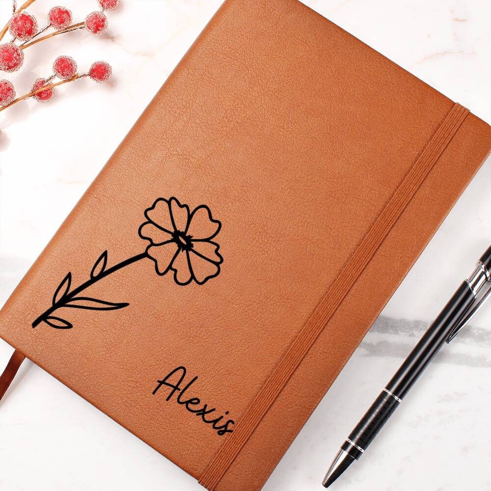 Personalized Birth Month October Cosmo Wildflower Leather Journal ...