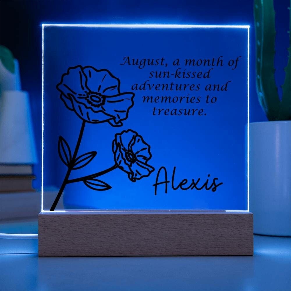 Personalized August Birth Month Flower Acrylic Signcool - Etsy
