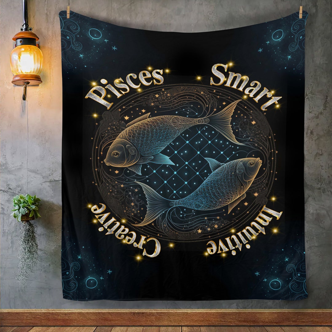 Pisces Cozy Plush Fleece Blanket, Astrology Blanket, Pisces Birthday ...