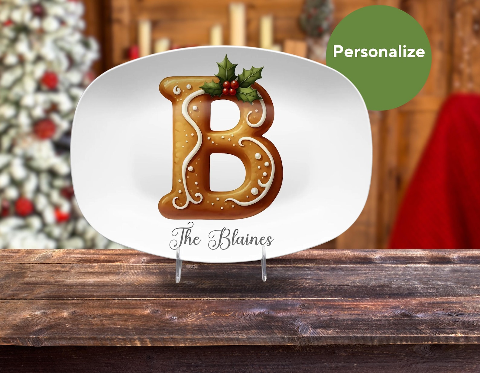Personalized Gingerbread Holiday Platter, Santas Cookie Plate ...