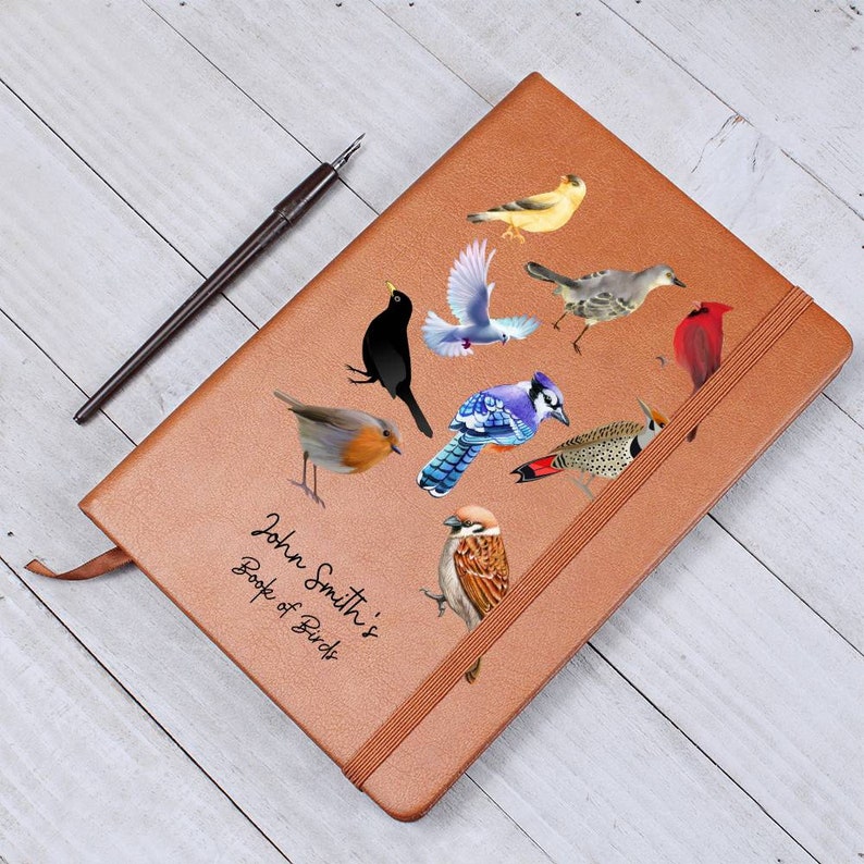 Personalized Bird Watcher Leather Journal, Book of Birds Customized ...