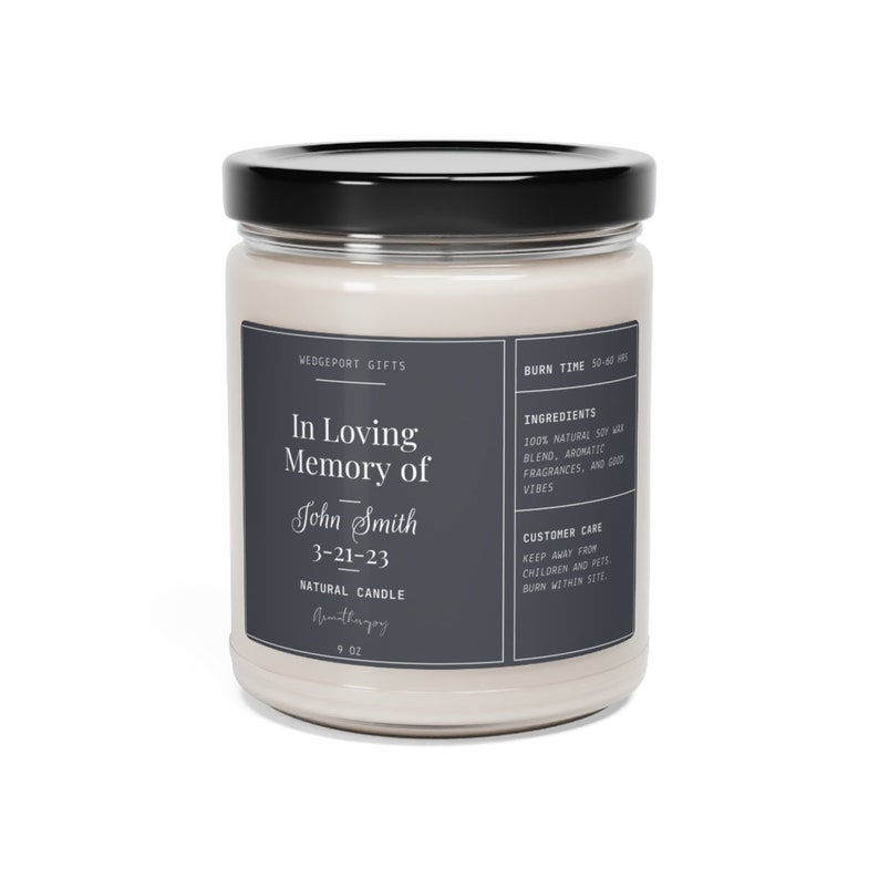 Personalized Memorial Soy Candle, in Loving Memory, 9oz - Etsy