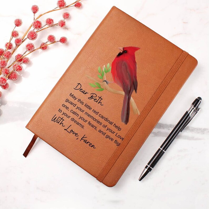 Personalized Cardinal Watcher Leather Journal, Book of Birds Customized ...