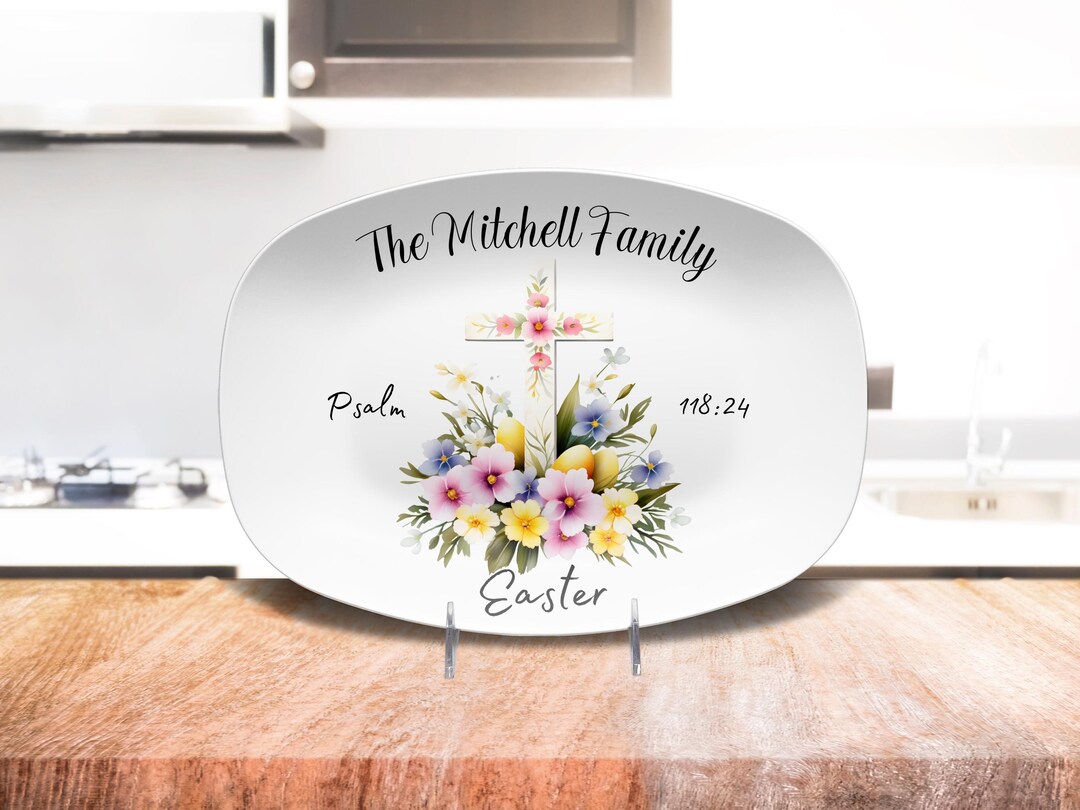 Custom Christian Serving Tray - Easter Platter With Cross & Scripture ...