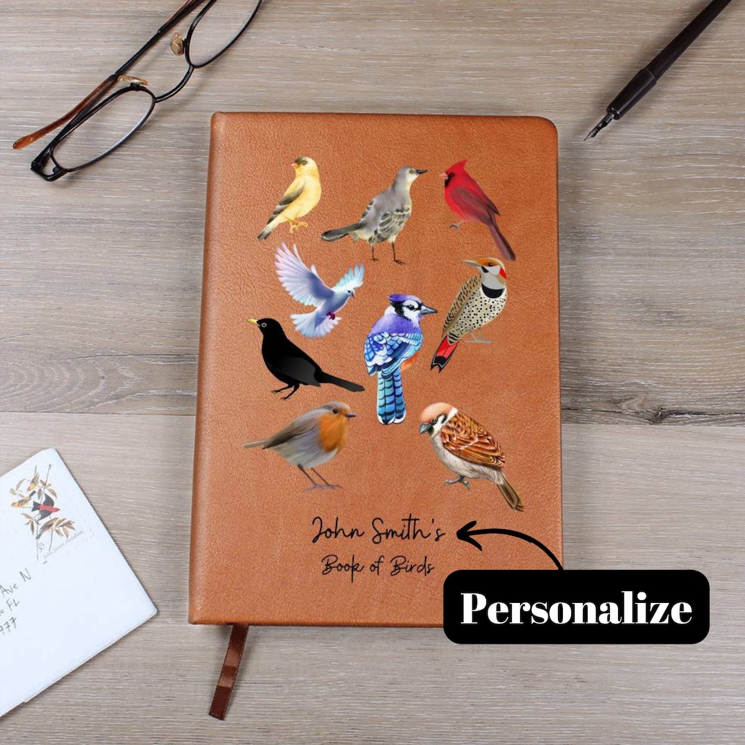 Personalized Bird Watcher Leather Journal, Book of Birds Customized ...