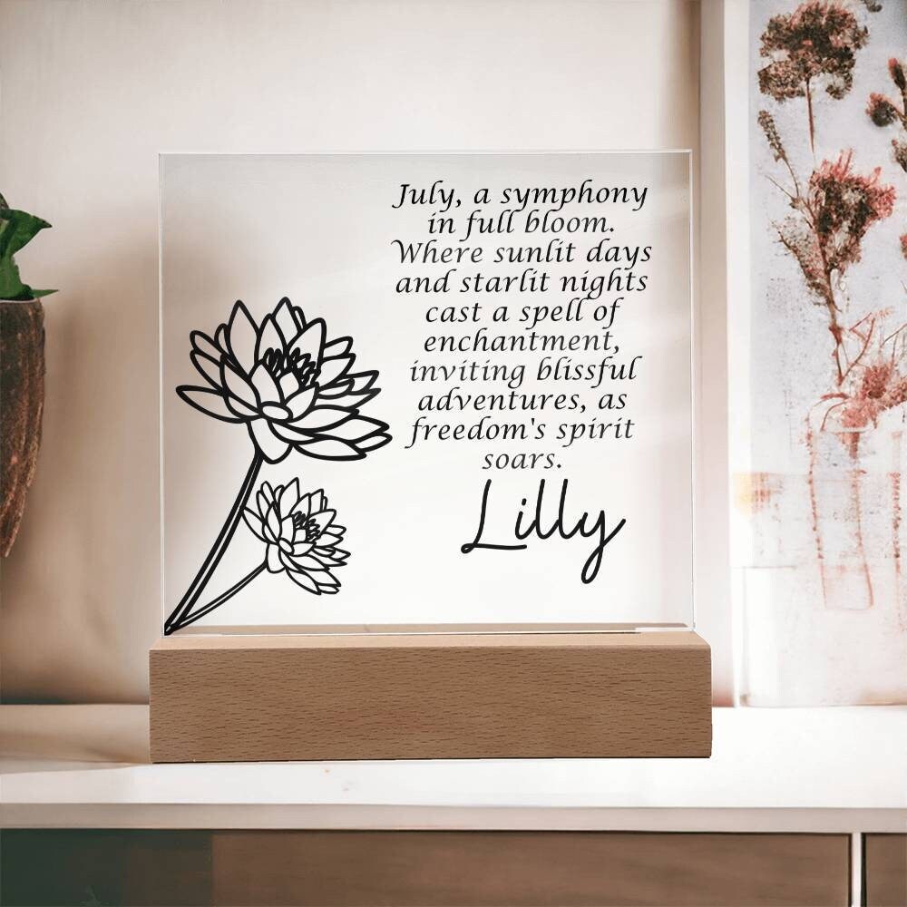 Personalized July Birth Flower Acrylic Plaque, LED Sign - Etsy