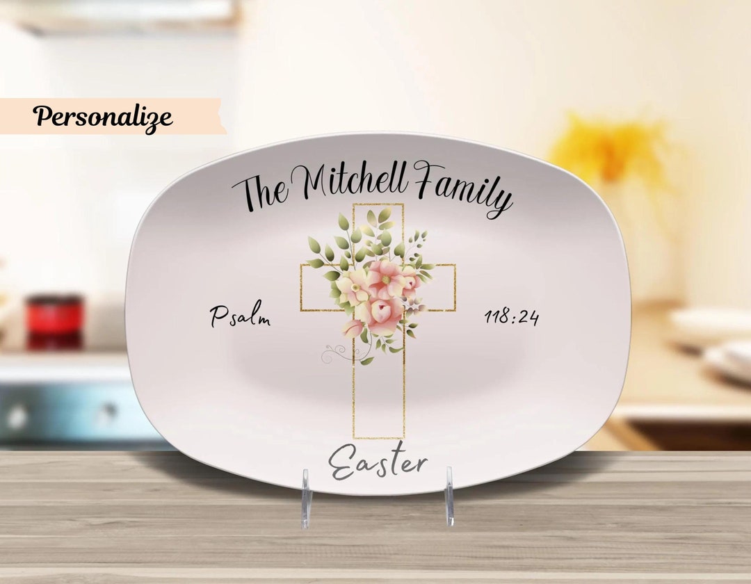 Personalized Easter Pastel Color Tray - Cross Design With Psalm With ...