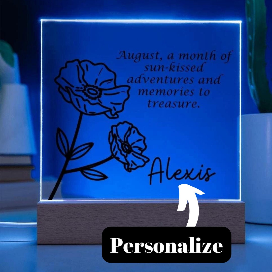 Personalized August Birth Month Flower Acrylic Sign,cool Custom LED ...