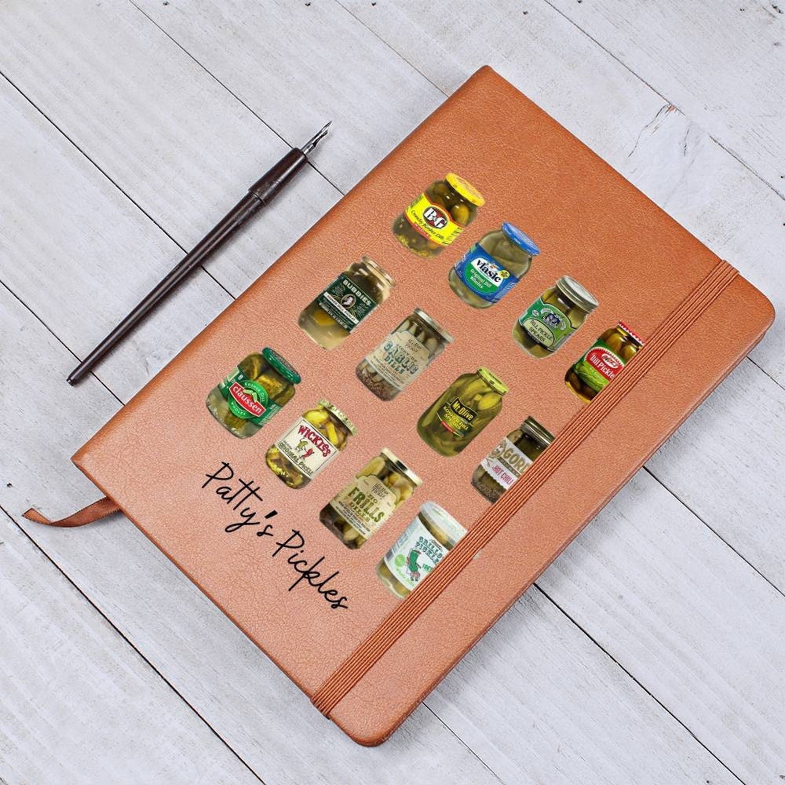 I Love Pickles Leather Journal, Personalized Leather Journal, Pickle ...