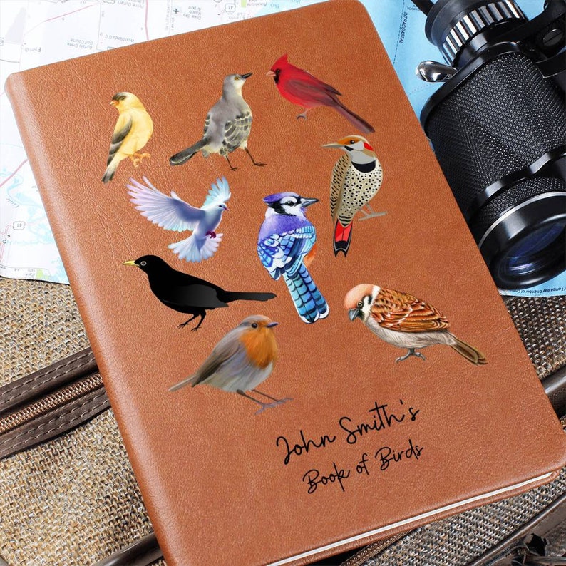 Personalized Bird Watcher Leather Journal, Book of Birds Customized ...