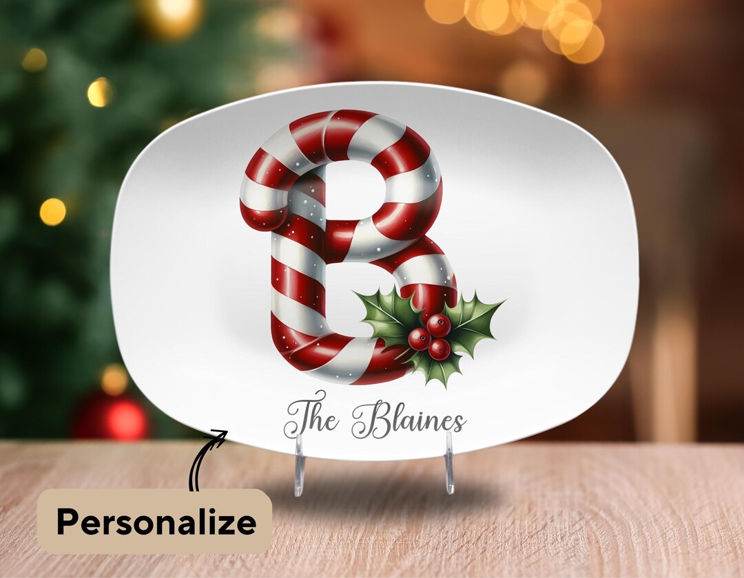 Personalized Candy Cane Holiday Platter, Personalized Platter for ...