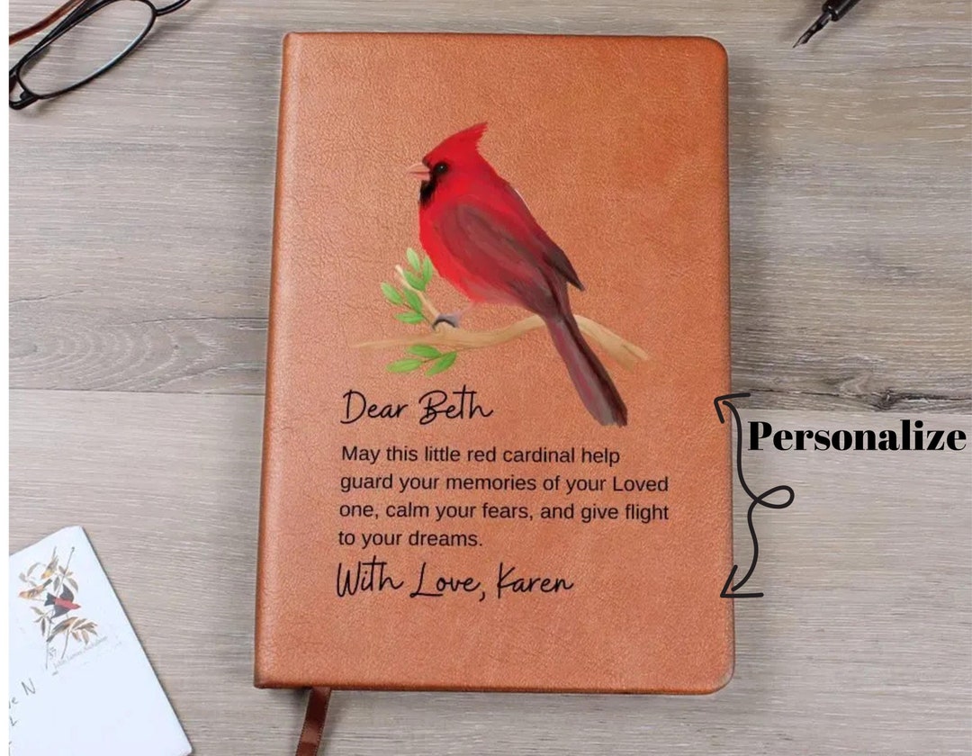 Personalized Cardinal Watcher Leather Journal, Book of Birds Customized ...