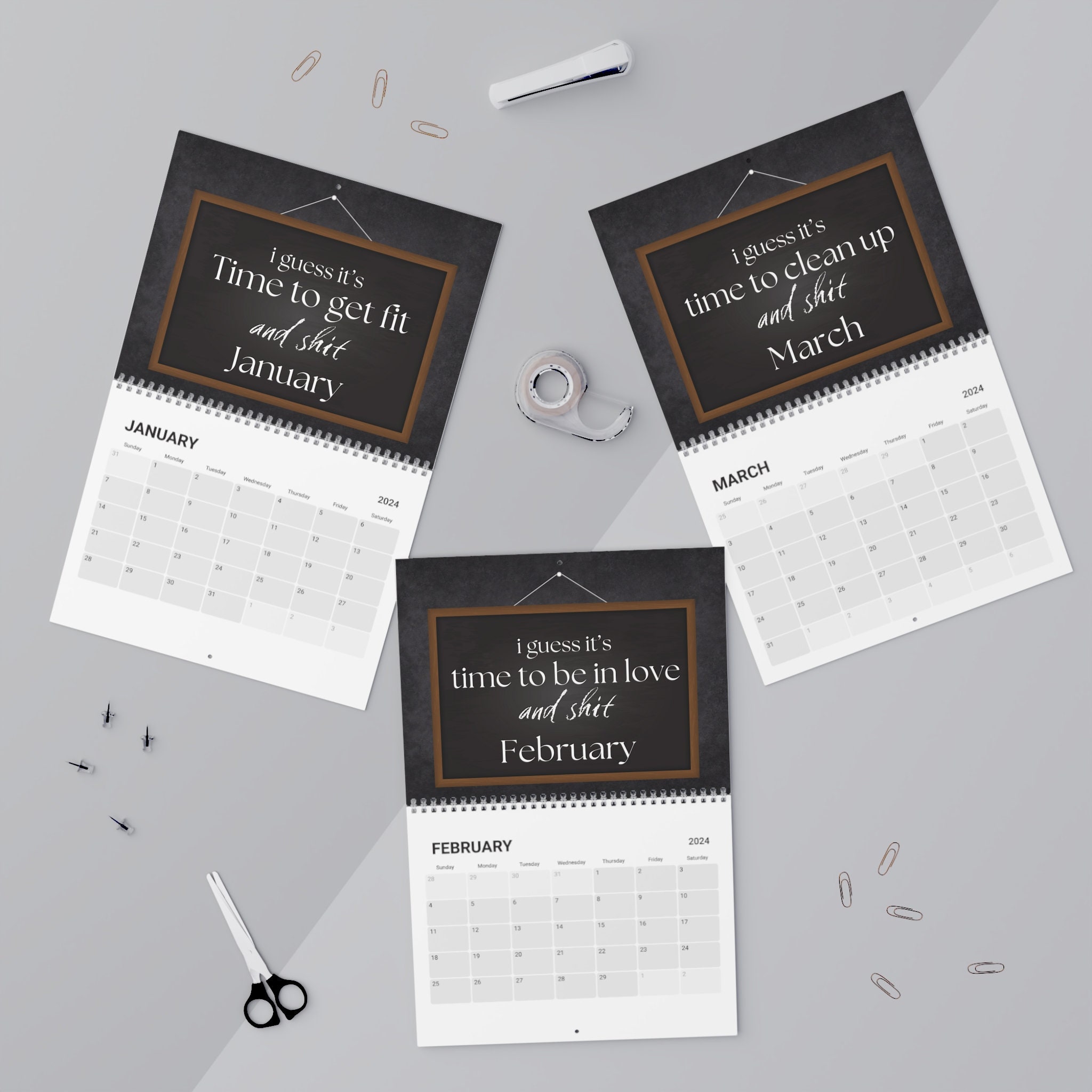 Funny Calendar, 2024 Wall Calendar, Large Wall Calendar Swear ...