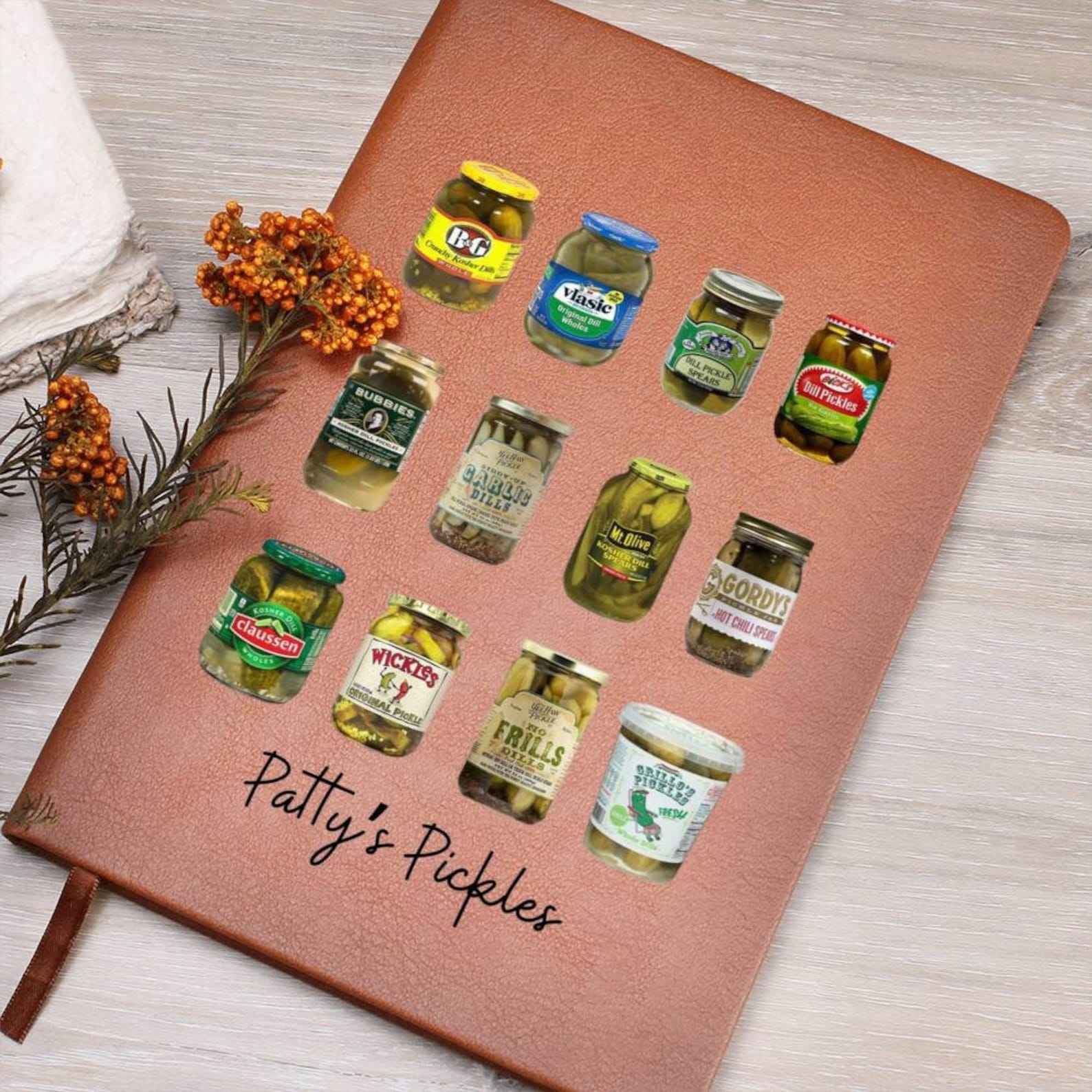 I Love Pickles Leather Journal, Personalized Leather Journal, Pickle ...
