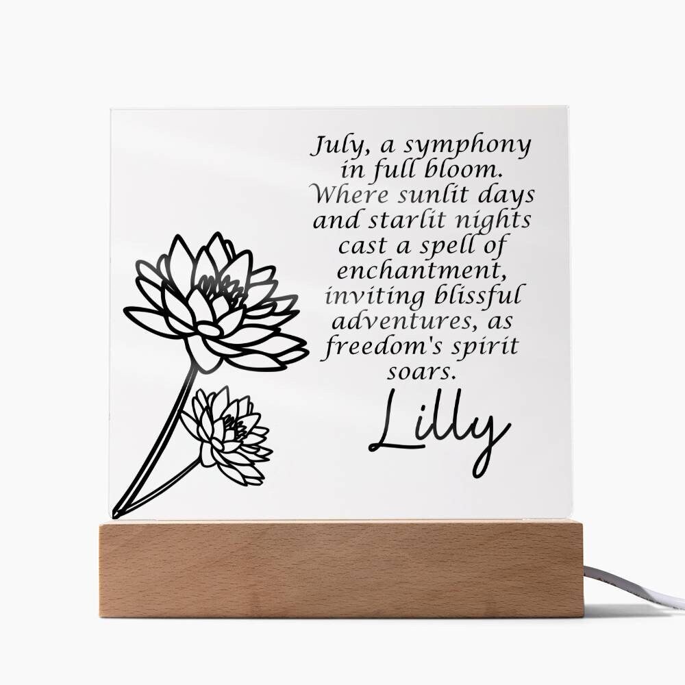 Personalized July Birth Month Flower Acrylic Signbeautiful - Etsy