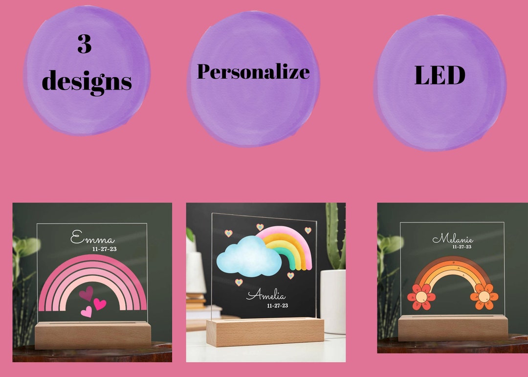 Personalized Night Light for Nursery Gift, Kids Bedroom Lights ...